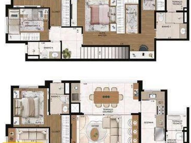 Apartamento Duplex com 4 dormitórios à venda, 182 m² por R$ 1.909.342,00 Matriz Mauá/SP