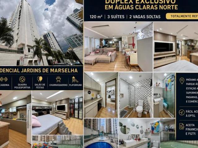 Apartamento Duplex à Venda em Águas Claras Norte | 3 Suítes | 120m² | 2 Vagas | Reformado