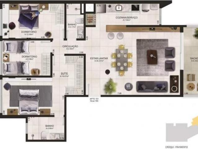 Apartamento em, Torres/RS de 83m² 2 quartos à venda por R$ 1.700.190,00