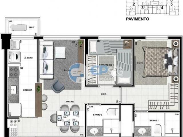 Apartamento em Veraliz, Londrina/PR de 57m² 2 quartos à venda por R$ 429.900,00