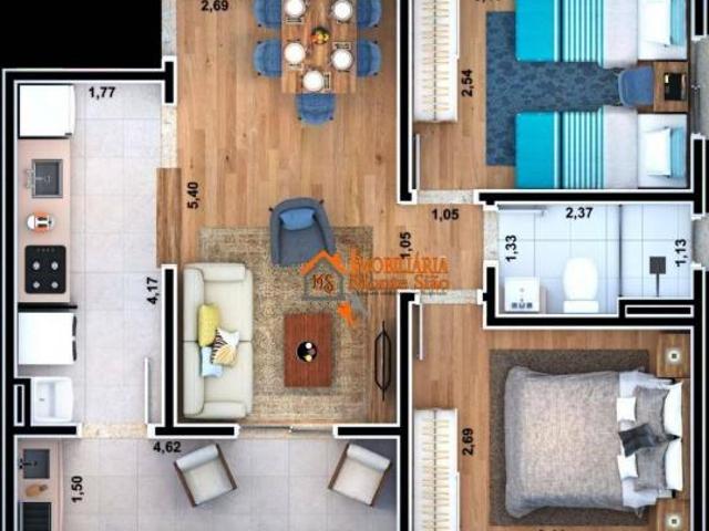 Apartamento em Vila Nova Bonsucesso, Guarulhos/SP de 58m² 2 quartos à venda por R$ 480.000,00