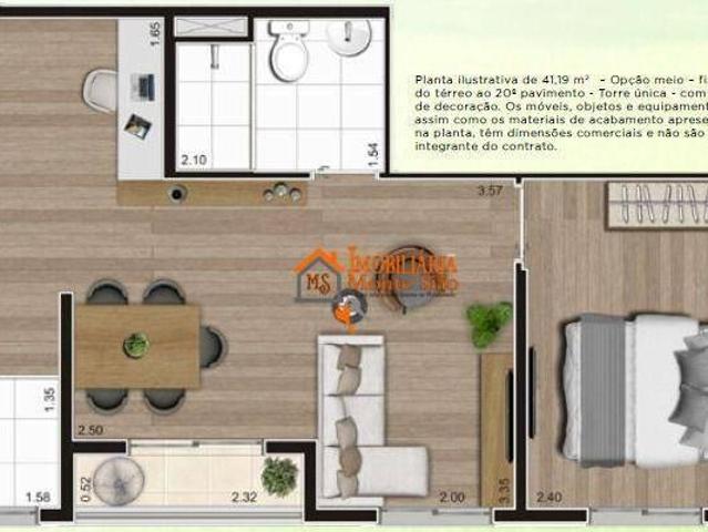 Apartamento em Vila Antonieta, Guarulhos/SP de 41m² 1 quartos à venda por R$ 344.100,00