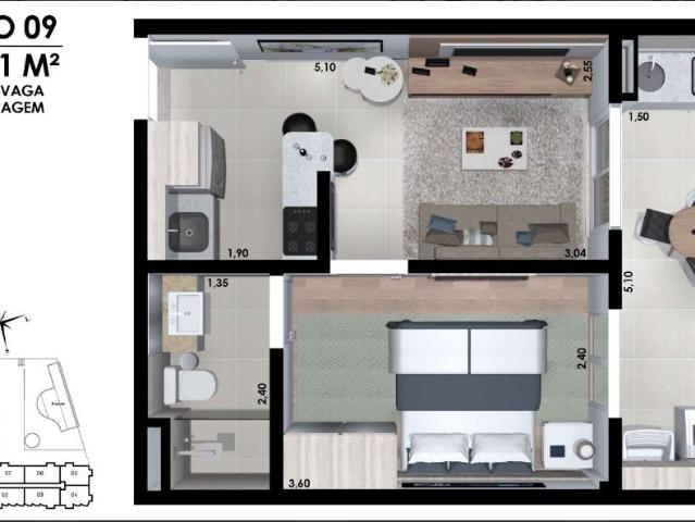 Apartamento em Vila Bela Vista, Itatiba/SP de 37m² 1 quartos à venda por R$ 317.000,00