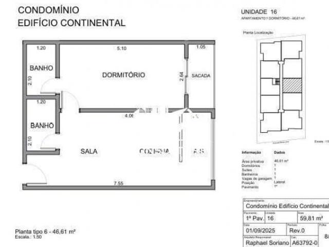 Apartamento em Vila Cascatinha, São Vicente/SP de 60m² 1 quartos à venda por R$ 385.000,00