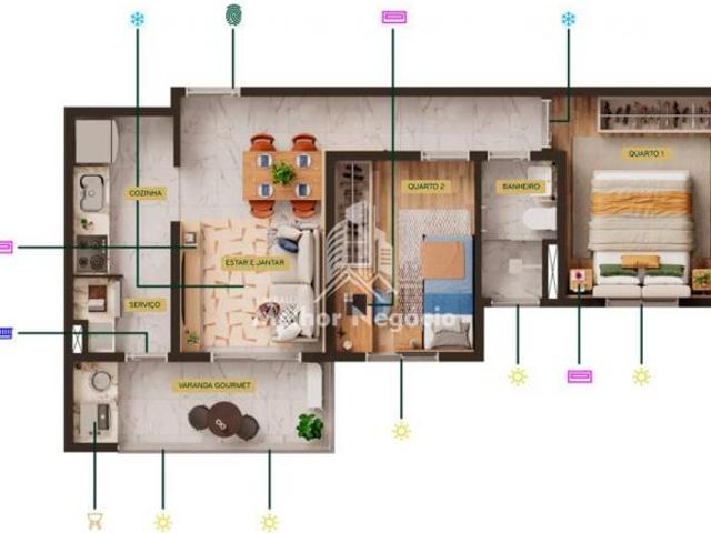 Apartamento em Vila Real, Hortolândia/SP de 51m² 2 quartos à venda por R$ 244.000,00