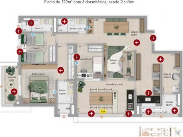 Apartamento em Boqueirão, Santos/SP de 129m² 3 quartos à venda por R$ 1.871.888,00