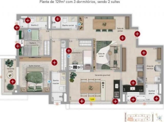 Apartamento em Boqueirão, Santos/SP de 129m² 3 quartos à venda por R$ 1.871.888,00