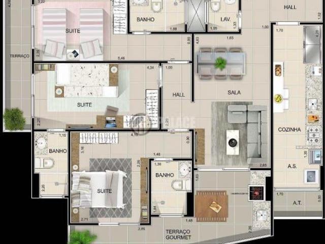 Apartamento em Campo da Aviação, Praia Grande/SP de 96m² 3 quartos à venda por R$ 730.000,00