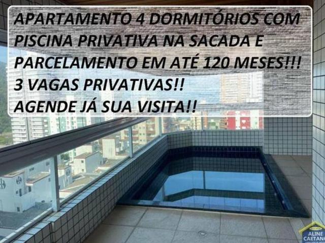 Apartamento em Canto do Forte 4 dorms e Piscina Privativa na Varanda!