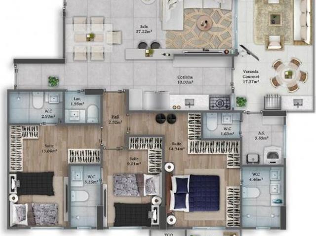 Apartamento em Canto do Forte, Praia Grande/SP de 127m² 3 quartos à venda por R$ 1.529.760,00