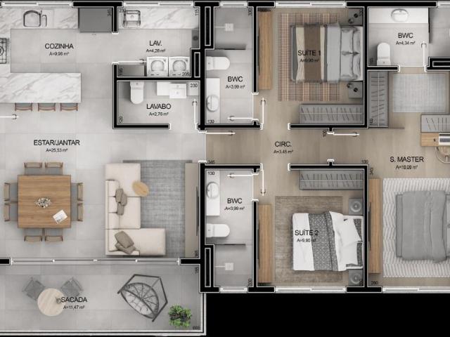 Apartamento em Cacupé, Florianópolis/SC de 128m² 3 quartos à venda por R$ 2.331.900,00