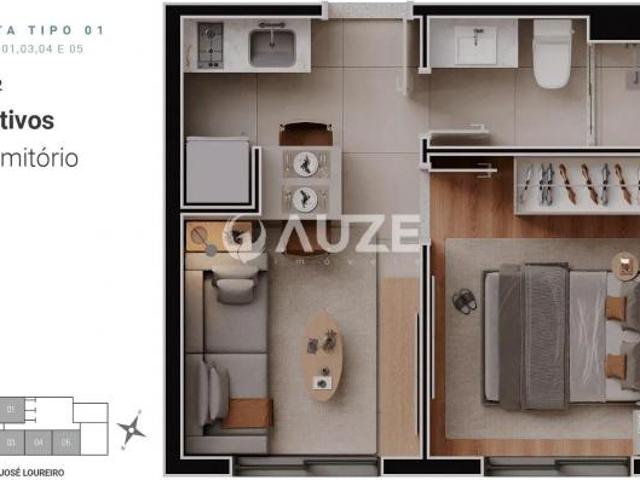 Apartamento em Centro, Curitiba/PR de 32m² 1 quartos à venda por R$ 366.720,00