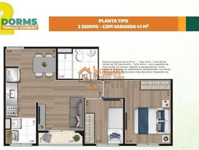 Apartamento em Centro, Guarulhos/SP de 41m² 2 quartos à venda por R$ 330.000,00