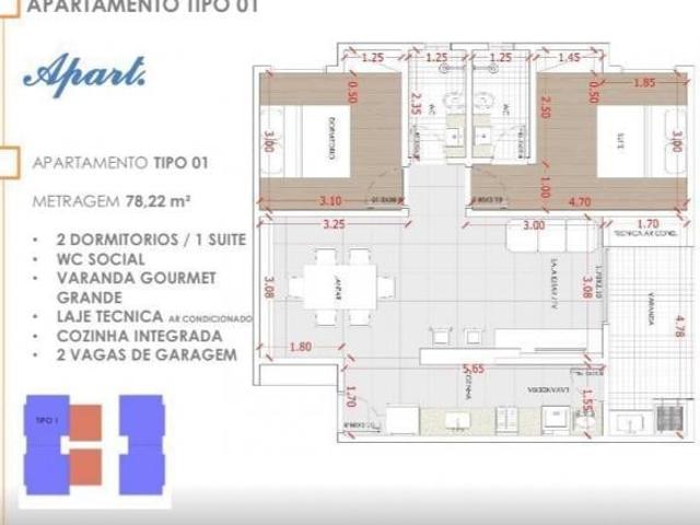 Apartamento em Centro, Jaguariúna/SP de 78m² 2 quartos à venda por R$ 550.000,00