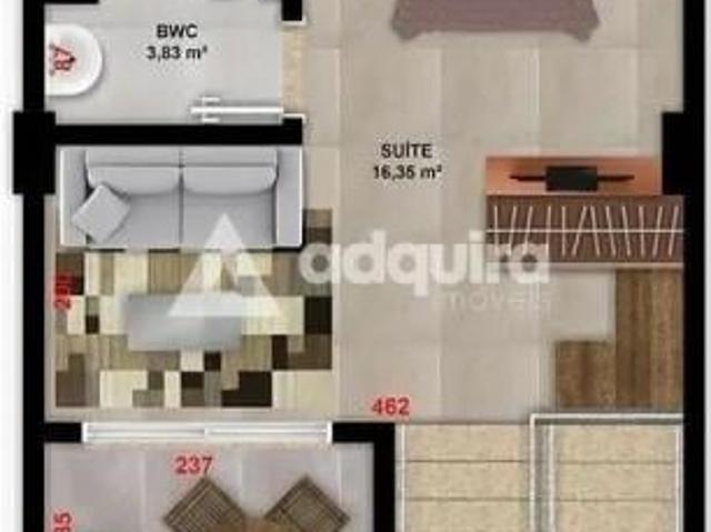 Apartamento em Centro, Ponta Grossa/PR de 101m² 1 quartos à venda por R$ 480.000,00