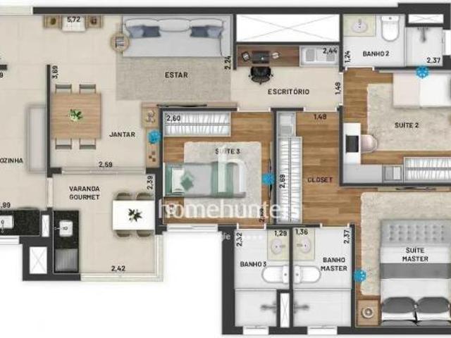Apartamento em Chácara da Barra, Campinas/SP de 98m² 3 quartos à venda por R$ 1.200.000,00