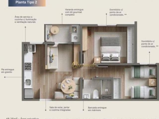 Apartamento em construção à venda, 2 quartos, 1 suíte, varanda, Viva Parque Horizon, Indaiatuba
