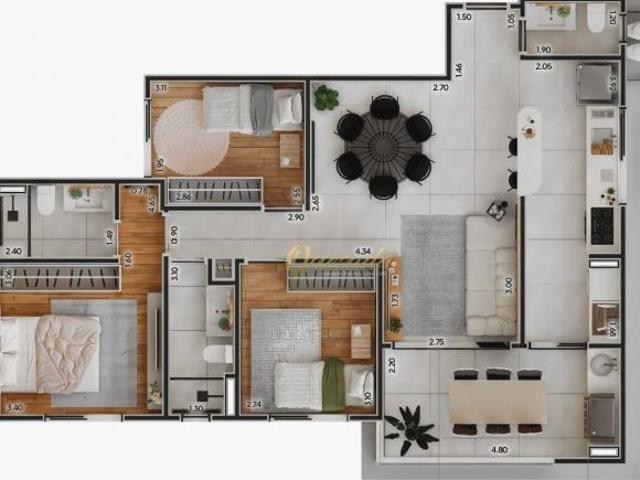 Apartamento em construção, à venda, 3 dormitórios, 1 suíte, Portinari Residence, Indaiatuba