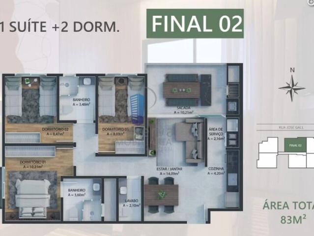 Apartamento em Dom Bosco, Itajaí/SC de 83m² 3 quartos à venda por R$ 1.009.000,00
