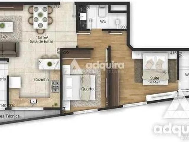 Apartamento em Estrela, Ponta Grossa/PR de 142m² 3 quartos à venda por R$ 852.861,00