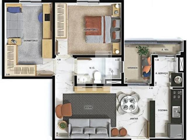 Apartamento em Jardim do Lago, Jundiaí/SP de 59m² 2 quartos à venda por R$ 514.618,00