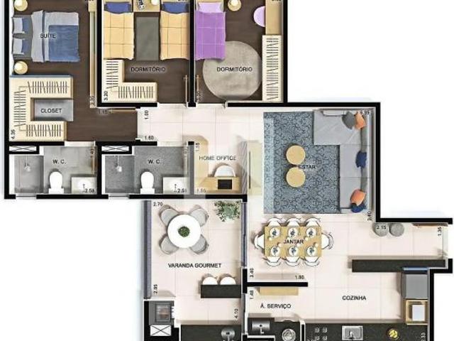 Apartamento em Jardim do Lago, Jundiaí/SP de 97m² 3 quartos à venda por R$ 810.818,00