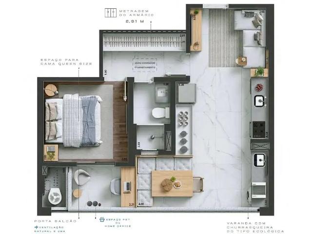 Apartamento em Jardim das Colinas, São José dos Campos/SP de 50m² 1 quartos à venda por R$ 719.000,00