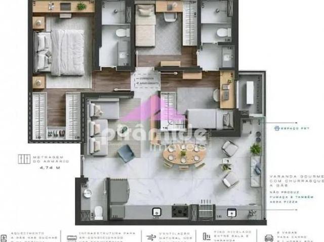 Apartamento em Jardim das Colinas, São José dos Campos/SP de 83m² 3 quartos à venda por R$ 1.290.000