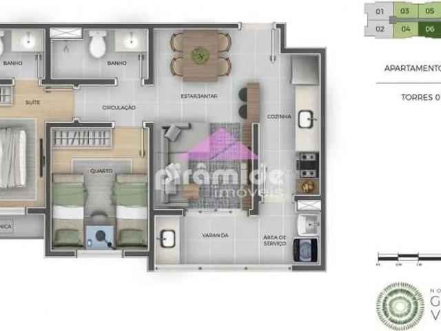 Apartamento em Jardim das Indústrias, São José dos Campos/SP de 54m² 2 quartos à venda por R$ 519.52