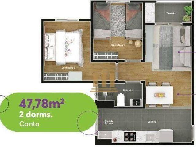 Apartamento em Jardim das Paineiras I, São José dos Campos/SP de 48m² 2 quartos à venda por R$ 300.0