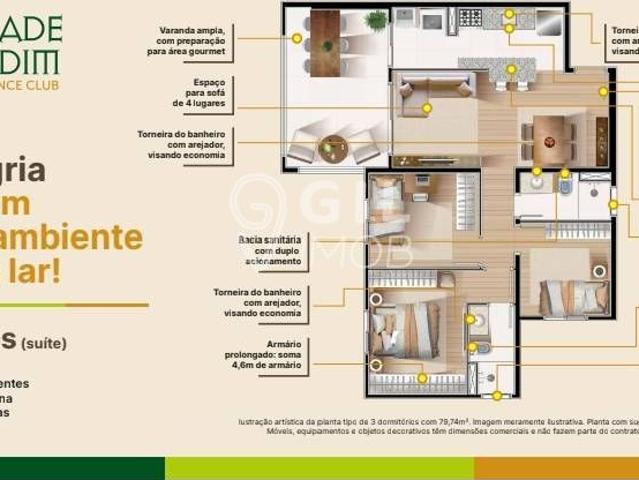 Apartamento em Jardim Didinha, Jacareí/SP de 80m² 3 quartos à venda por R$ 617.404,00
