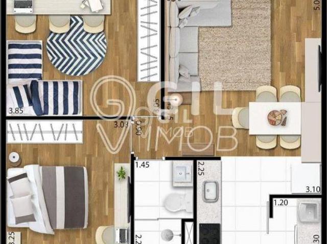 Apartamento em Jardim Flórida, Jacareí/SP de 54m² 2 quartos à venda por R$ 247.029,00