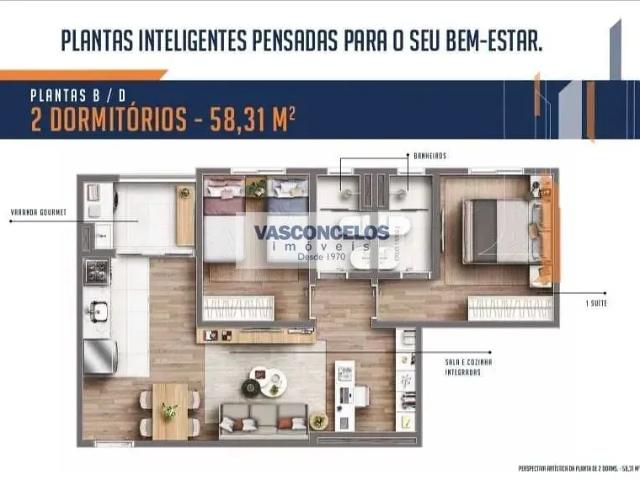Apartamento em Jardim Ismênia, São José dos Campos/SP de 58m² 2 quartos à venda por R$ 358.900,00