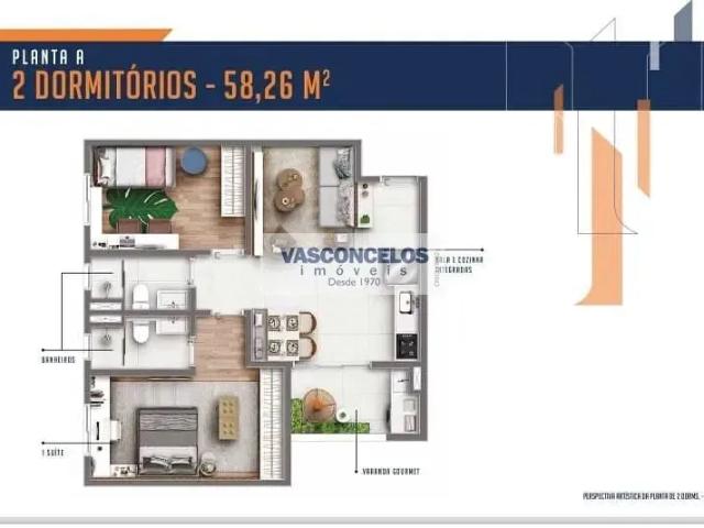 Apartamento em Jardim Ismênia, São José dos Campos/SP de 58m² 2 quartos à venda por R$ 358.000,00