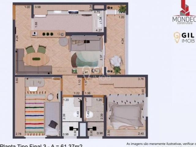 Apartamento em Jardim Santa Maria, Jacareí/SP de 61m² 2 quartos à venda por R$ 400.000,00