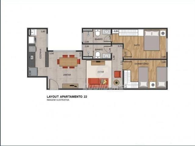 Apartamento em Jardim Pedroso, Mauá/SP de 60m² 2 quartos à venda por R$ 440.000,00