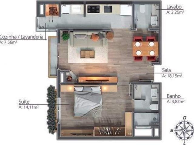 Apartamento em Minuano, Gramado/RS de 51m² 1 quartos à venda por R$ 690.000,00