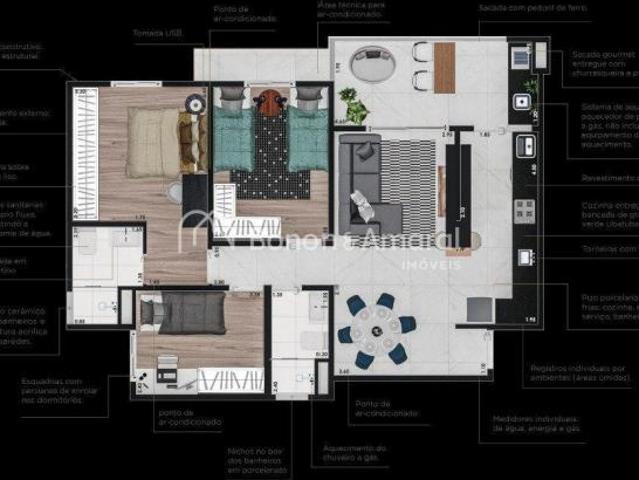 Apartamento em Morumbi, Paulínia/SP de 97m² 2 quartos à venda por R$ 940.000,00