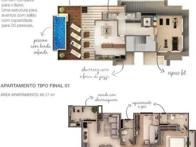 Apartamento em Oficinas, Ponta Grossa/PR de 62m² 2 quartos à venda por R$ 470.000,00
