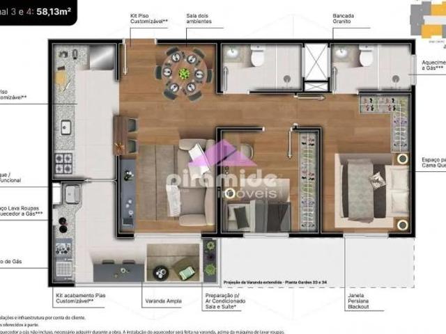 Apartamento em Parque Industrial, São José dos Campos/SP de 58m² 2 quartos à venda por R$ 548.690,00