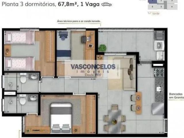 Apartamento em Parque Industrial, São José dos Campos/SP de 67m² 3 quartos à venda por R$ 479.142,00