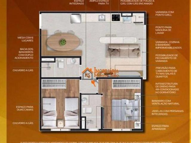 Apartamento em Picanço, Guarulhos/SP de 72m² 2 quartos à venda por R$ 566.178,86