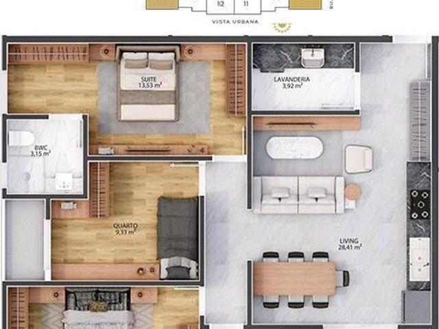 Apartamento em Praia Comprida, São José/SC de 79m² 3 quartos à venda por R$ 1.069.646,04