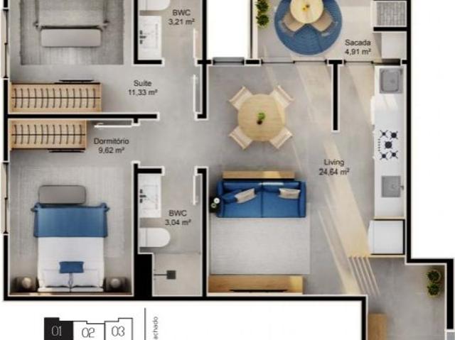 Apartamento em Saco Grande, Florianópolis/SC de 65m² 2 quartos à venda por R$ 699.900,00
