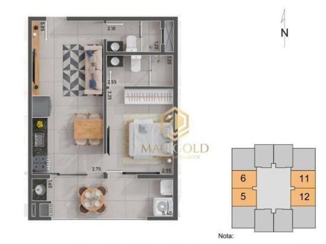 Apartamento em Sertão do Perequê Mirim, Ubatuba/SP de 39m² 1 quartos à venda por R$ 343.900,00
