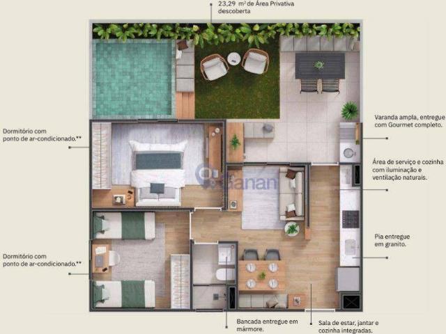 Apartamento em Sítios de Recreio Colina, Indaiatuba/SP de 71m² 2 quartos à venda por R$ 476.900,00