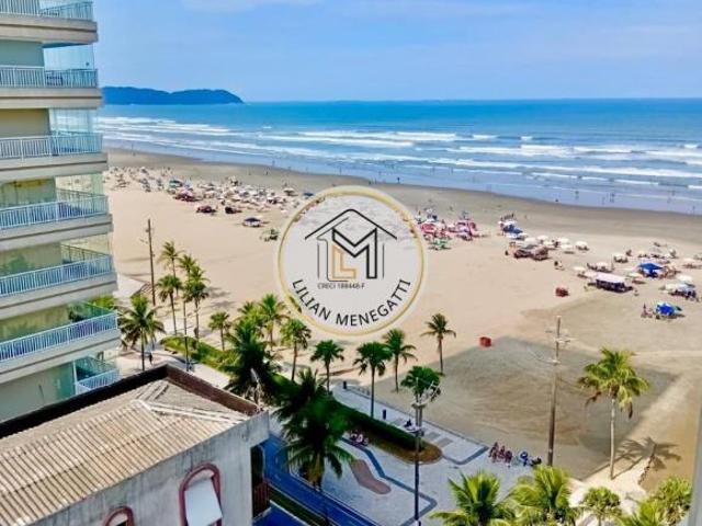 Apartamento frente mar na Praia da Aviação, Praia Grande/SP, com 1 dormitório e vista livre para o m