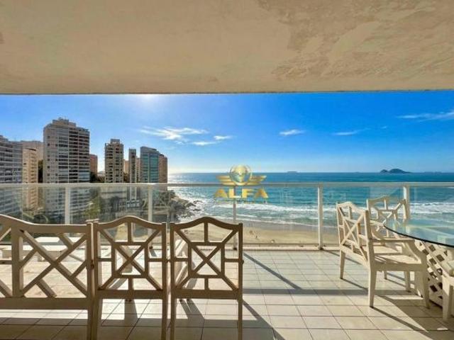 Apartamento frente mar com 4 dormitórios e vista panorâmica nas Pitangueiras – Alfa Imóveis Guarujá