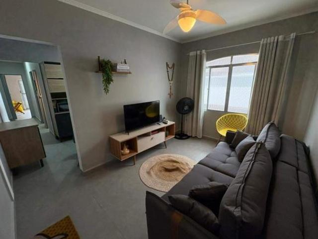 Apartamento 2 dormitórios mobiliado na Praia Grande Aviação com vista do mar | 67m², 1 vaga