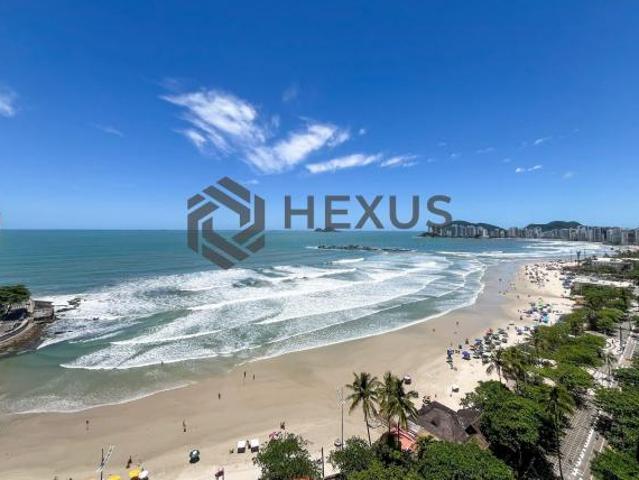 Apartamento frente mar com varanda na Praia das Pitangueiras, Guaruja